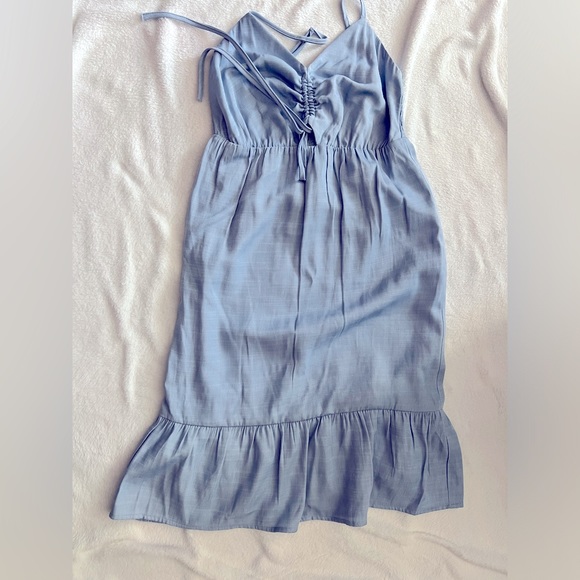 Hem & Thread | Dresses | Front Ruched Chambray Strapped Tiered Smocked ...